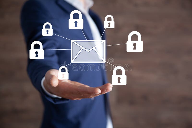 Man Hand Letter with Locks in Screen. Stock Image - Image of internet ...