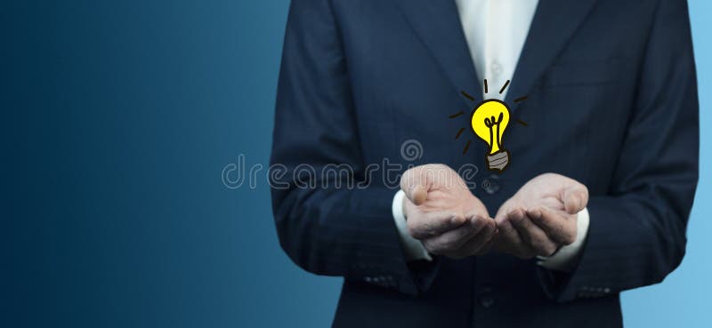 Man Hand Light Bulb in the Screen Stock Photo - Image of business ...