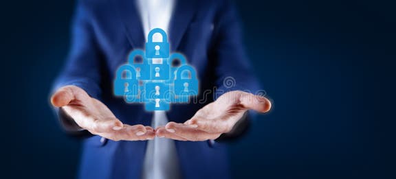 Man hand lock stock image. Image of computer, pressing - 197154117