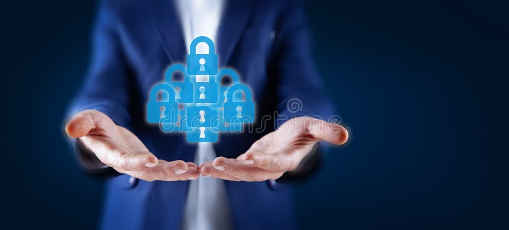 Man hand lock stock image. Image of computer, pressing - 197154117