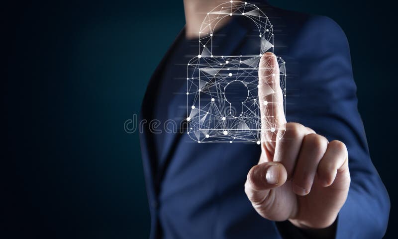 Man hand lock in screen stock image. Image of digital - 196470369