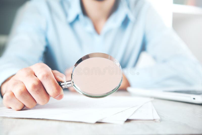 Hand with Magnifier and Eyesight Test Chart Stock Image - Image of ...