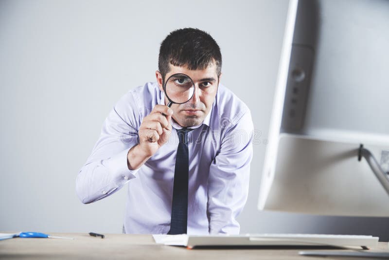 Man hand magnifier stock photo. Image of hand, document - 152662000