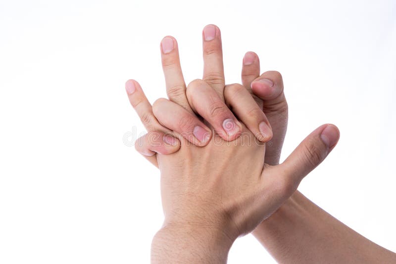 Man Hand Massaging Her Hand Isolated White Background Medical