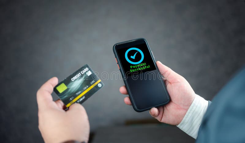 Man Hand with Mobile Phone and Transaction Application, Payment ...