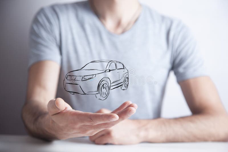 Man Hand Modern Smart Car in Screen Stock Image - Image of smart, drive ...