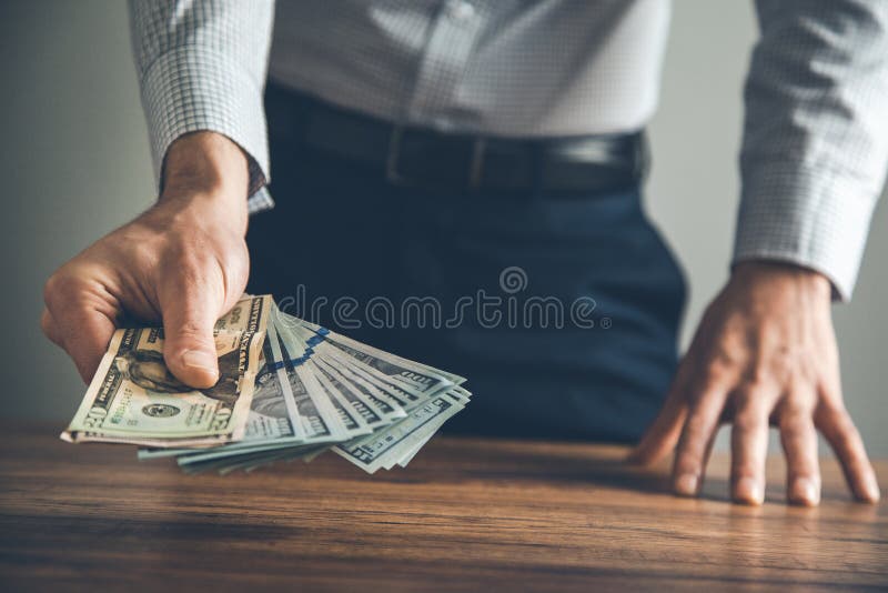 Man hand money on desk stock image. Image of desk, businessman - 207746109