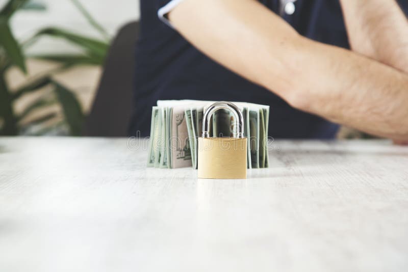Lock with money stock image. Image of safety, internet - 144438891