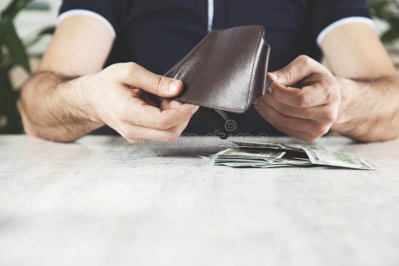 Man hand money with wallet stock image. Image of payment - 145327457