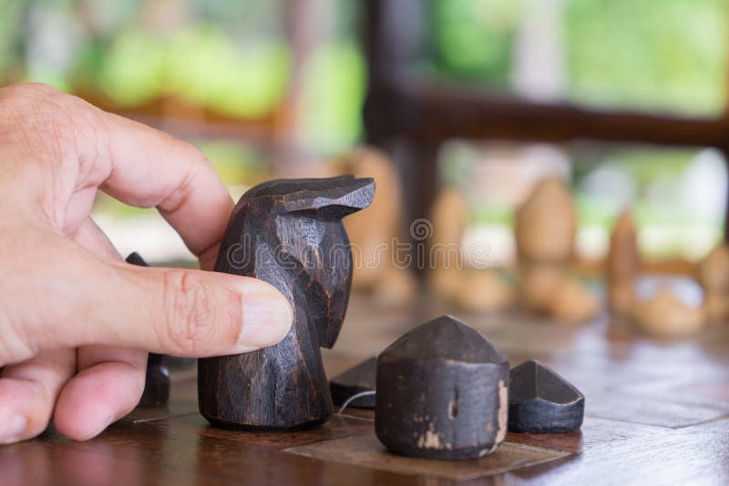 Man Hand Moving Wooden Chess Stock Image - Image of leadership, pieces ...