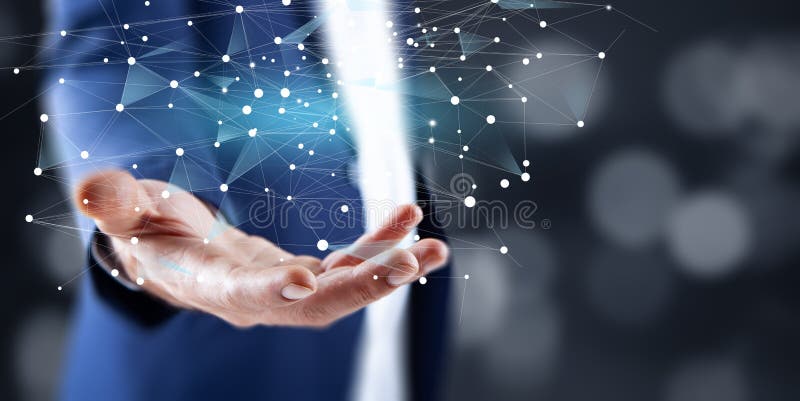 Man hand network in screen stock photo. Image of globe - 192430350