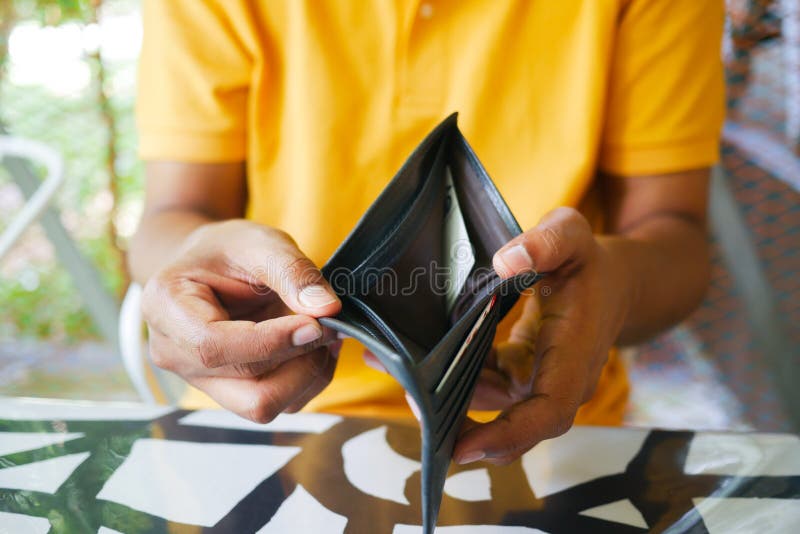 Man Hand Open an Empty Wallet with Copy Space. Stock Photo - Image of ...