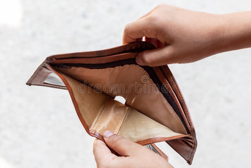 Poor Man Hand Open an Empty Wallet Isolated on White Background ...