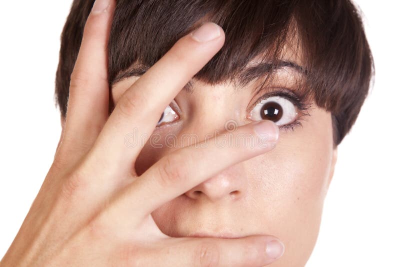 Man hand over mouth scared stock image. Image of astonished - 16304691