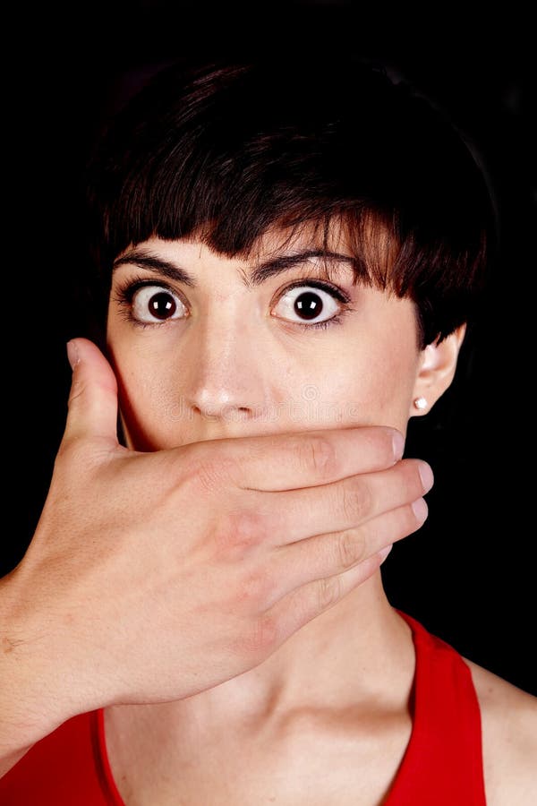 Man hand over mouth scared stock image. Image of astonished - 16304691