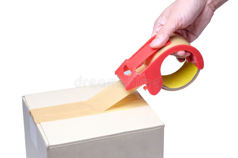 Man Hand Packing Box with Tape on Cardboard Box. Stock Photo - Image of ...