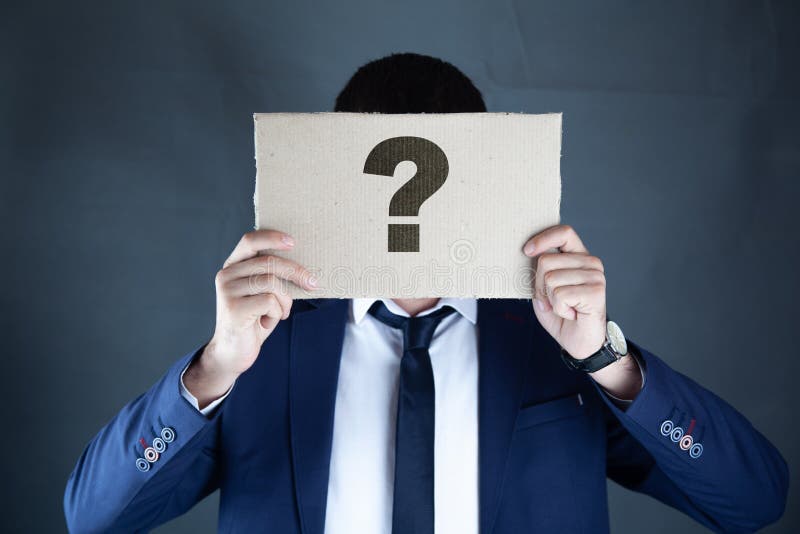 Man Hand Paper with Question Mark in Face. Stock Photo - Image of male ...
