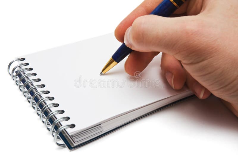 Man Hand, Pen and Notebook with Empty Space Stock Photo - Image of ...