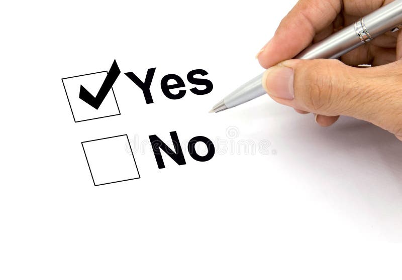 Man Hand with Pen Over Document, Select Yes. Stock Image - Image of ...