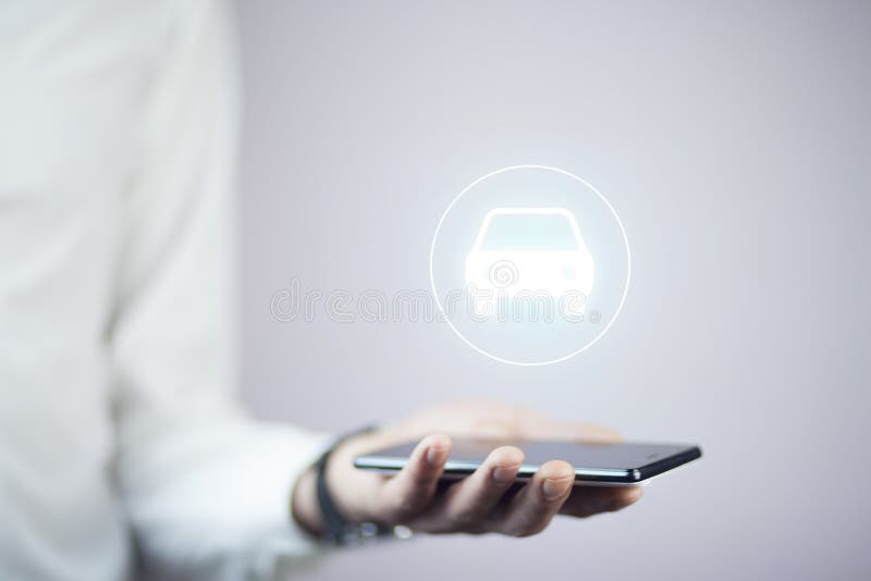Man hand phone and car stock photo. Image of industry - 162566620