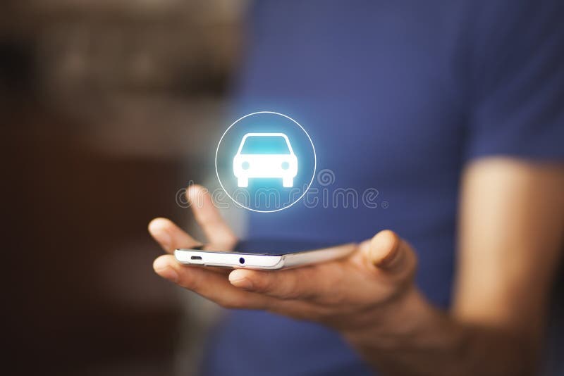 Man hand phone and car stock image. Image of factory - 162566789