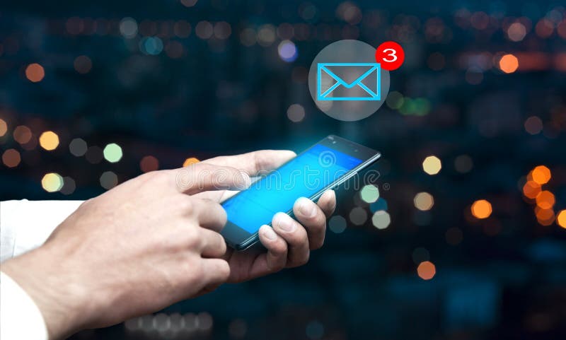 Man Hand Phone with Message in Screen Stock Photo - Image of holding ...