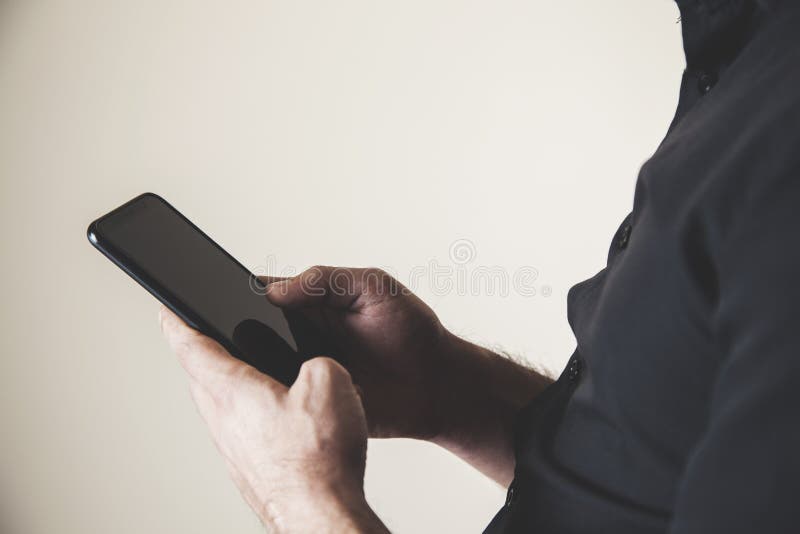 Man hand phone stock image. Image of mobile, male, finger - 143289653