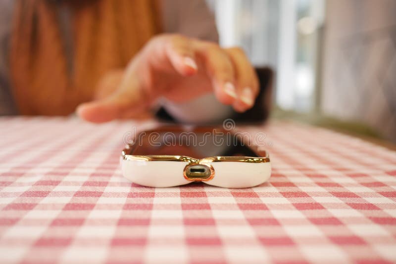 Man Hand Picking Up Smart Phone Mobile To Receive a Call Stock Image ...