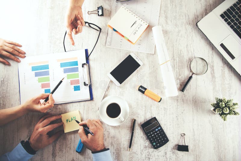 Hand Plan Graph Growth and Increase of Chart Positive Indicators in His ...