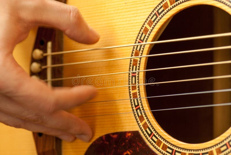 Man Hand Playing Acoustic Guitar Strings Recreation Concept Stock Photo ...