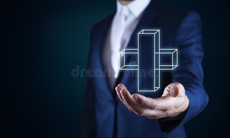 Man Hand Plus or Cross Sign Stock Photo - Image of development, cross ...