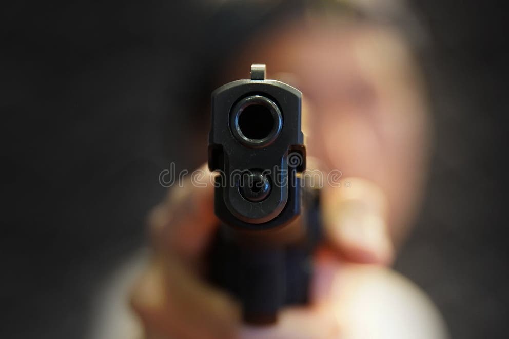 Hand Pointing a Gun Forward Stock Image - Image of mugger, assassin ...