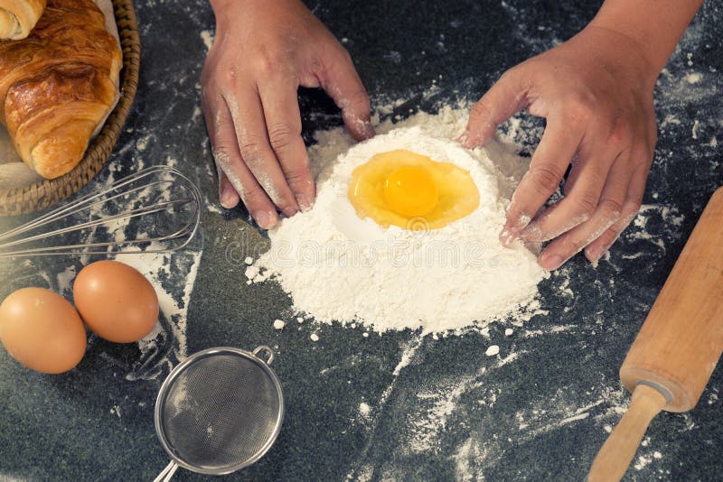 Man Hand Prepare Bakery Raw Material Stock Image - Image of cake, chef ...