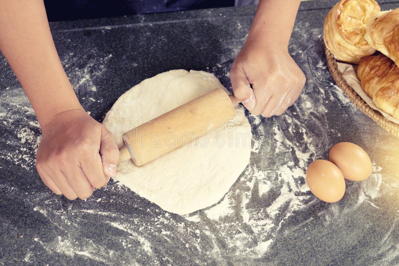 Man Hand Prepare Bakery Raw Material Stock Photo - Image of kitchen ...
