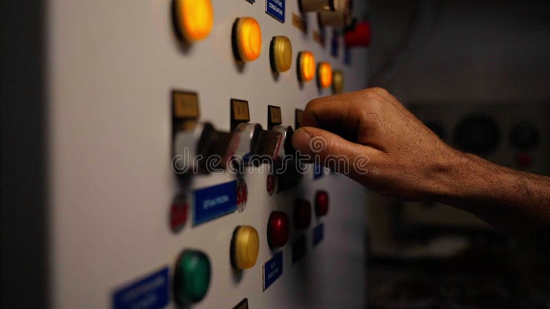 Man Hand Presses Button on Control Panel of Machine Tools Stock Footage ...