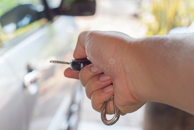 Man Hand Pressing Car Remote Control Stock Photo - Image of vehicle ...