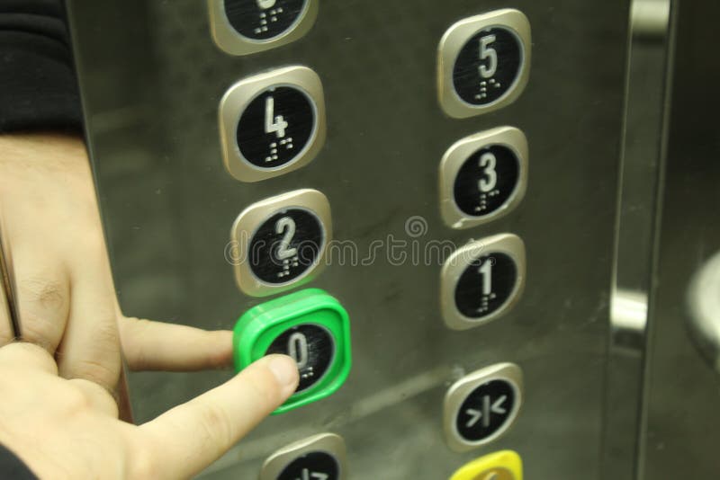 Man Hand Pressing the Elevator Button Stock Photo - Image of health ...