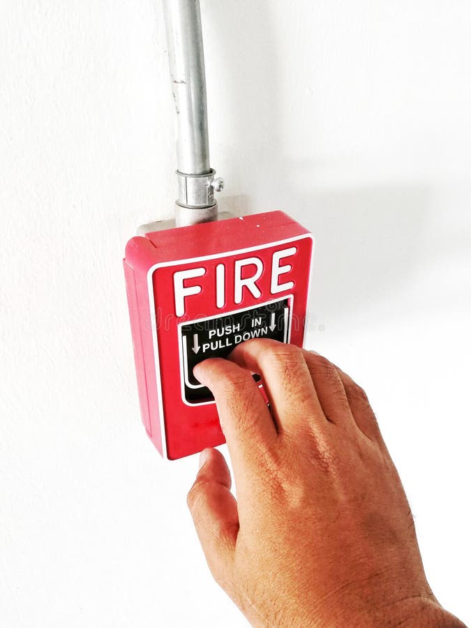 Man Hand Pressing Fire Alarm on White Wall Stock Image - Image of paper ...