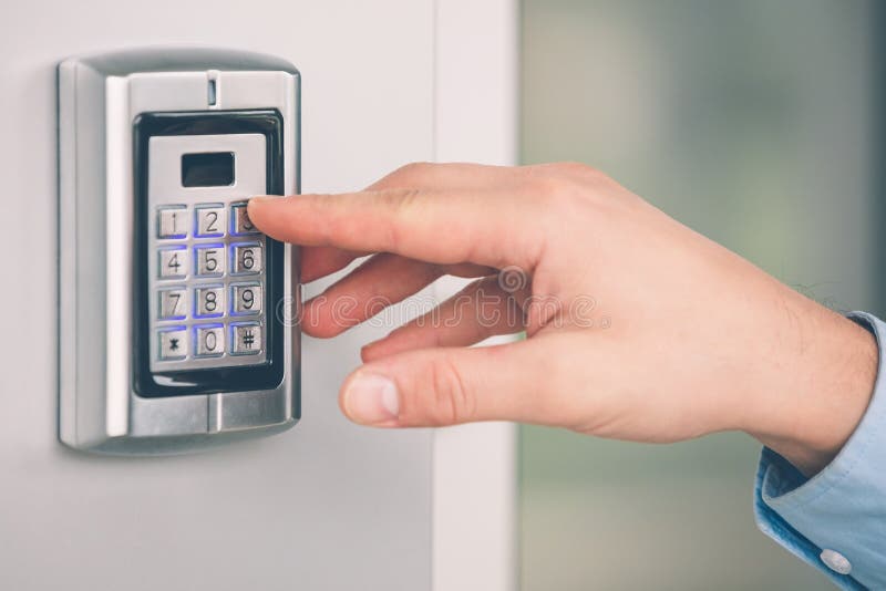 Close Up of Hand Entering Security System Code Stock Image - Image of ...
