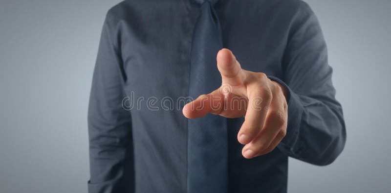 Man Hand Pressing Touchscreen Button Stock Image - Image of connection ...