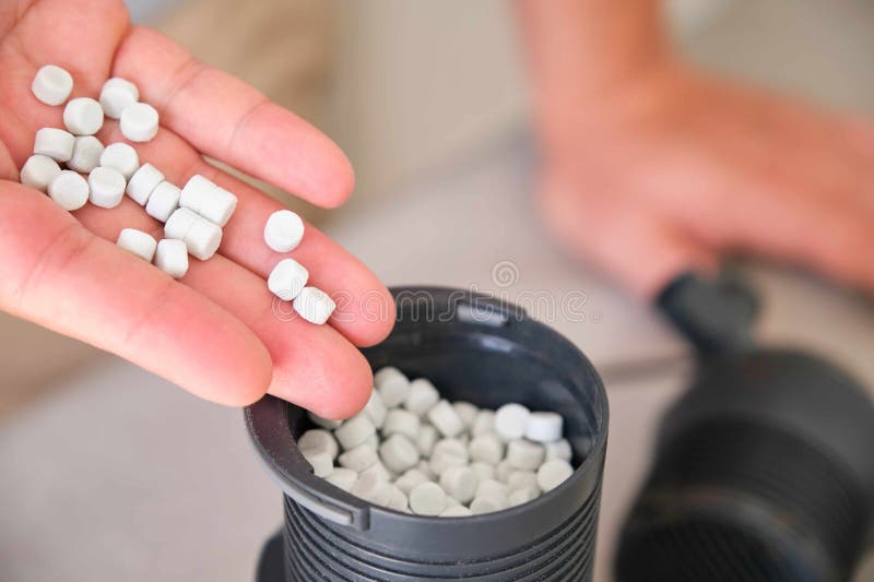 Man Hand Putting New Aquarium Bio Filter Medium for the Filter Bacteria ...