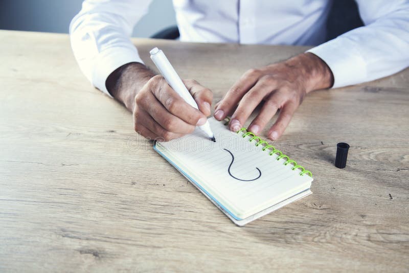 Man hand question mark stock photo. Image of writing - 163900760