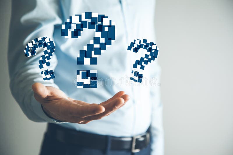 Man hand question mark stock photo. Image of touch, concept - 206374408