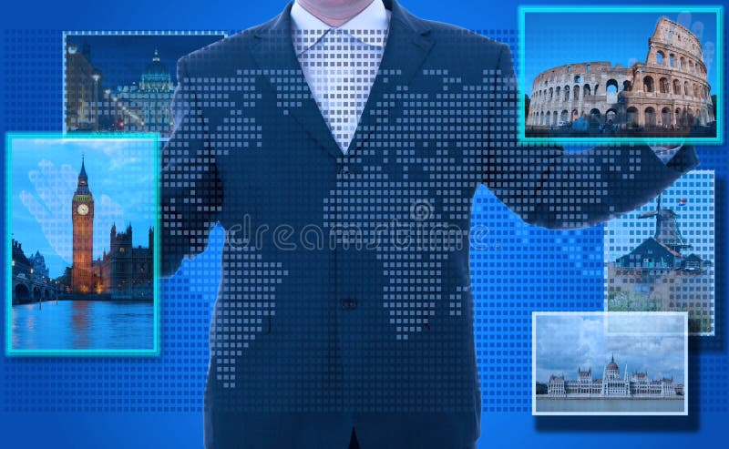 Man Hand Reaching Images on the Screen Stock Photo - Image of landscape ...