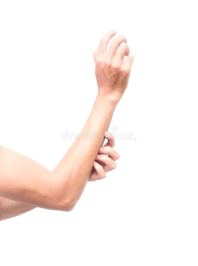 Man Hand Scratching Hand On White Background Stock Image - Image of ...