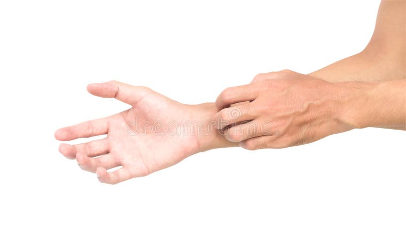Man Hand Scratching Arm on White Background Stock Photo - Image of ...