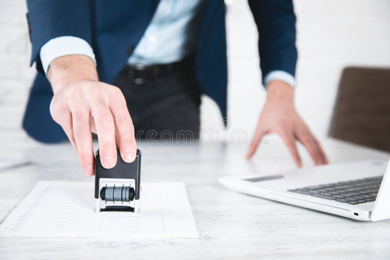 Man hand seal on document stock photo. Image of round - 244950064