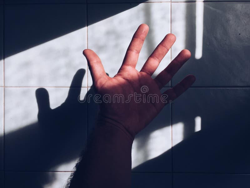 Hand Shadow Silhouette on the Wall Stock Photo - Image of minimal ...