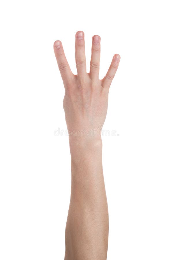 Man Hand Show Four Fingers on White Background Stock Photo - Image of ...