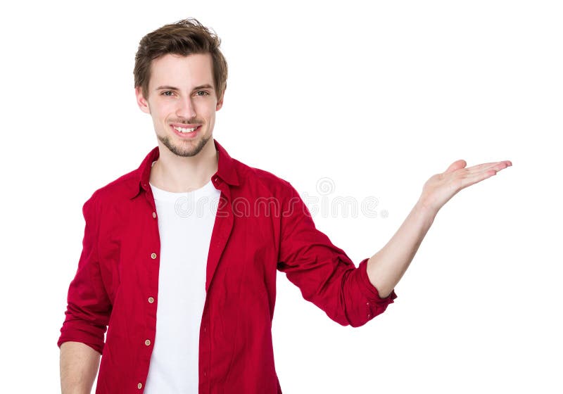Man with Hand Show with Something Stock Image - Image of demonstrate ...